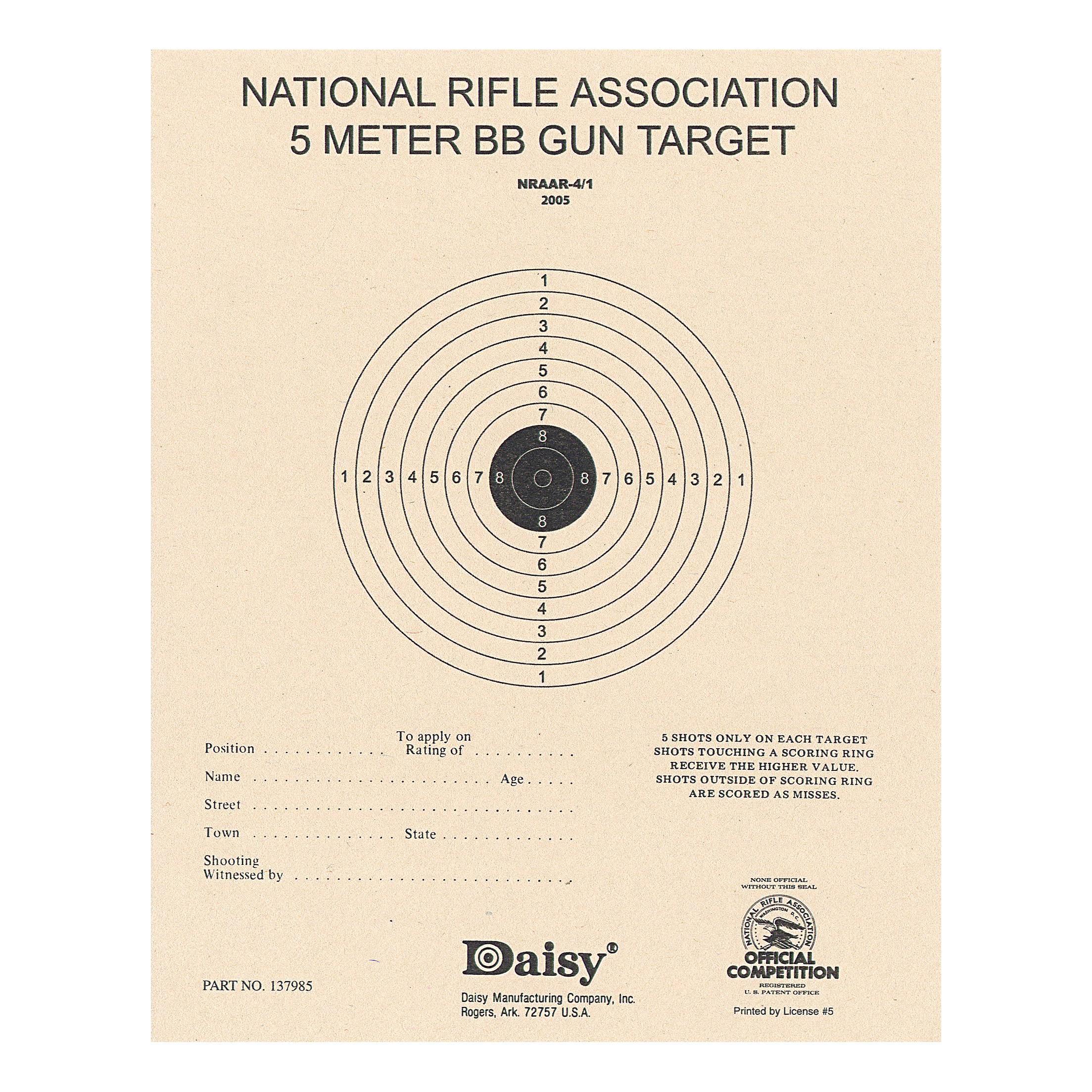 Daisy Official NRA Air Rifle Targets | Cabela's